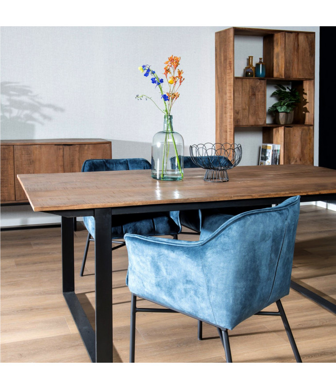 MALAGA-Table à manger 8/10 personnes L200, Manguier massif et métal